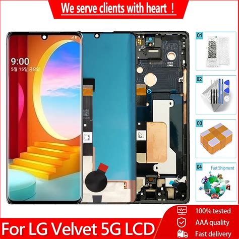 Ori Lg 벨벳 5g Lcd 터치 스크린 프레임 디지타이저 교체 G9 Lm G900n L 티몬