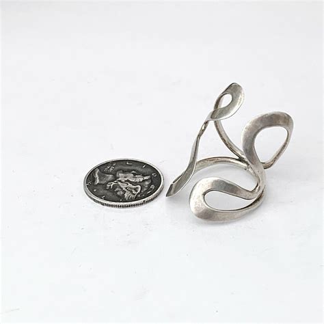 Old Modernist Sterling Silver 925 Bypass Wrap Mexico Gem