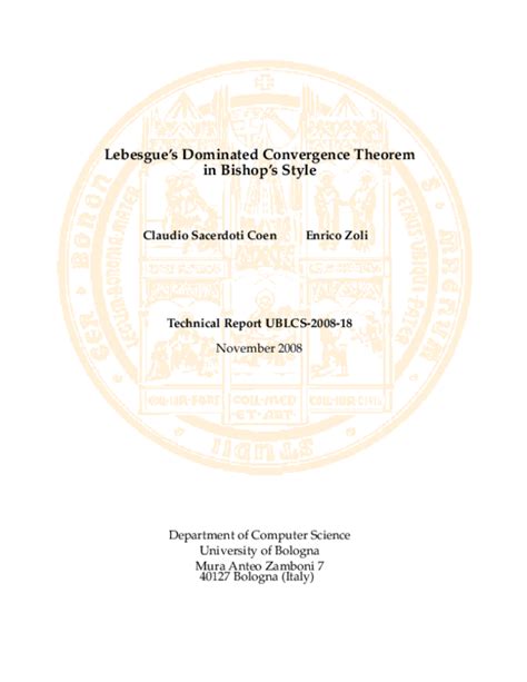Pdf Lebesgues Dominated Convergence Theorem In Bishops Style