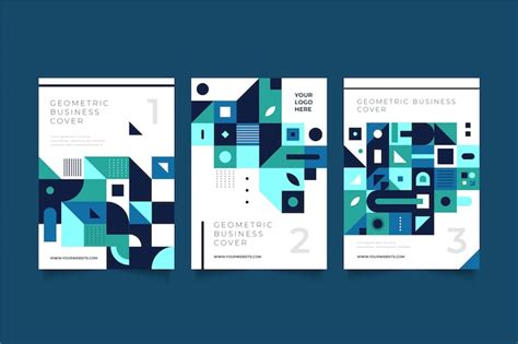 추상적 인 기하학적 비즈니스 커버 컬렉션 무료 벡터