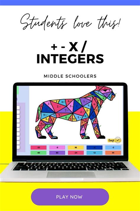 Integer Operations Add Subtract Multiply Divide Math Activity Digital Game