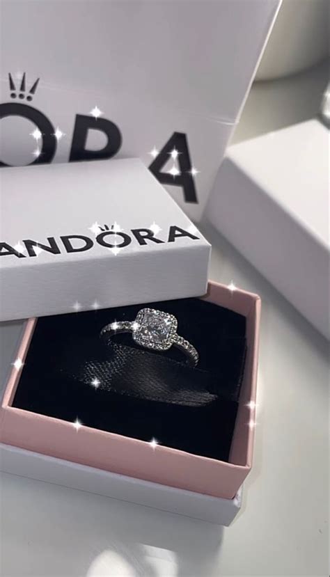 Pandora Square Sparkle Halo Ring Ring For Women Layering Or