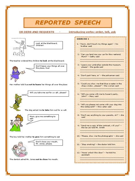 Reported Speech Exercises Pdf