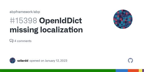 Openiddict Missing Localization · Issue 15398 · Abpframeworkabp · Github
