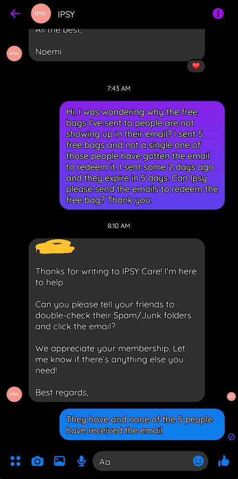 issue sending bags r ipsy