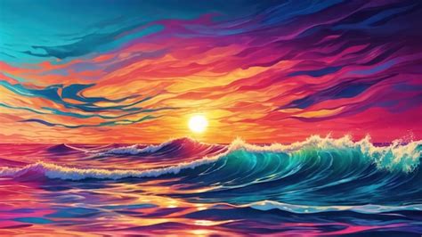 Premium Ai Image Abstract Colorful Hight Ocean Wave Lined Wave