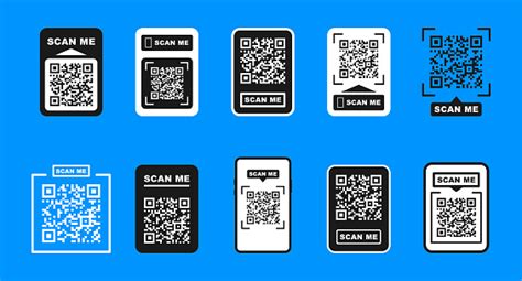스마트 폰에 대한 Qr 코드 스캔 Qr 코드 프레임 벡터 집합입니다 템플릿은 스마트 폰에 대한 나에게 Qr 코드를 스캔합니다 모바일 앱 결제 및 전화에 대한 Qr 코드