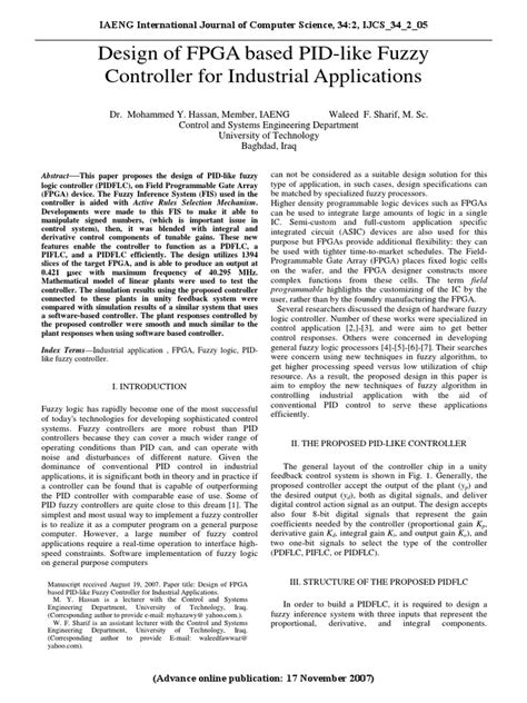 hassam m 2005 design of fpga based pid like fuzzy controller