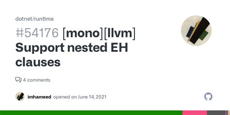 Mono Llvm Support Nested EH Clauses Issue Dotnet Runtime GitHub