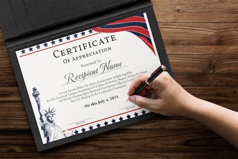 Editable American Flag Certificate Printable Certificate Template