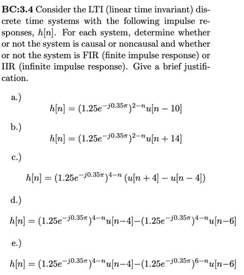 Solved Bc 3 4 Consider The Lti Linear Time Invariant