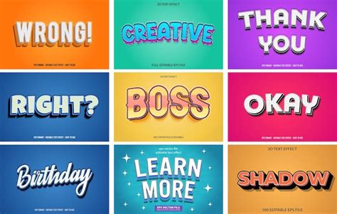 Premium Vector Editable Text Effect Set 3d Text Style Template Set Set Of Editable Text