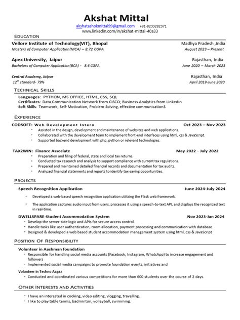 Akshat Mittal Resume 1 Pdf Web Application World Wide Web