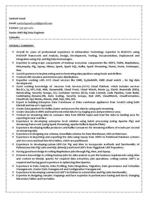 santosh goud senior aws big data engineer pdf apache spark