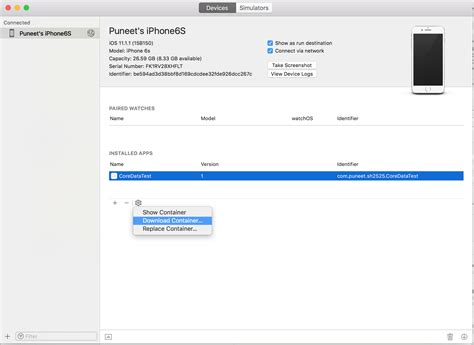 Ios Viewing Core Data Data From Your App On A Device Stack Overflow