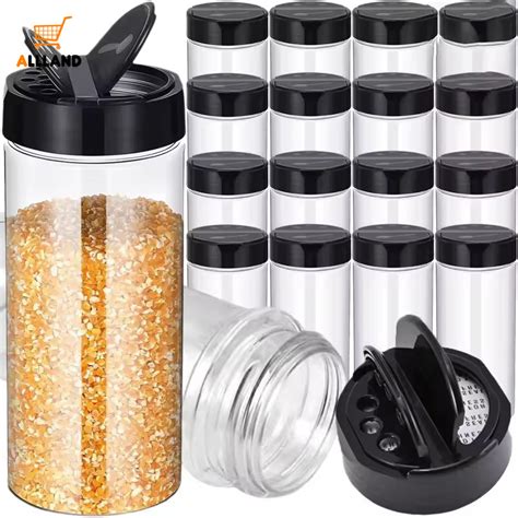 Portable Spice Bottles Clear Seasoning Containers With Shaker Lids Reusable Condiment Storage