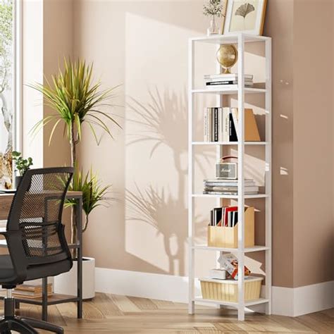 Tutotak Bookshelf 6 Tier Tall Book Shelf Narrow Bookcase For Small