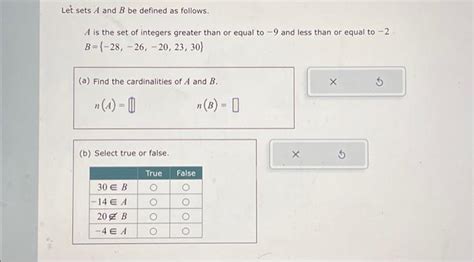 Solved Let Sets A And B Be Defined As Follows A Is The Set Chegg