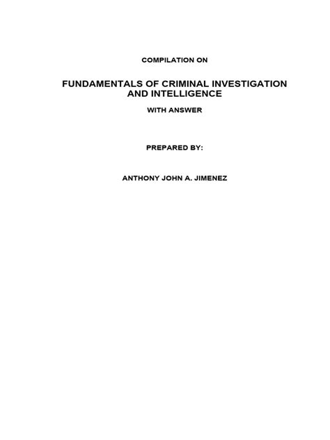 Fundamental Of Criminal Investigation And Intelligence Part 1 Pdf Arrest Miranda Warning