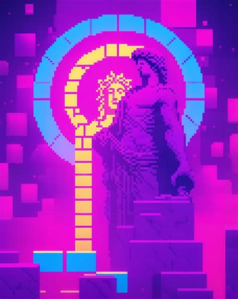 Premium AI Image Vaporwave Greek Methodology Pixel Art