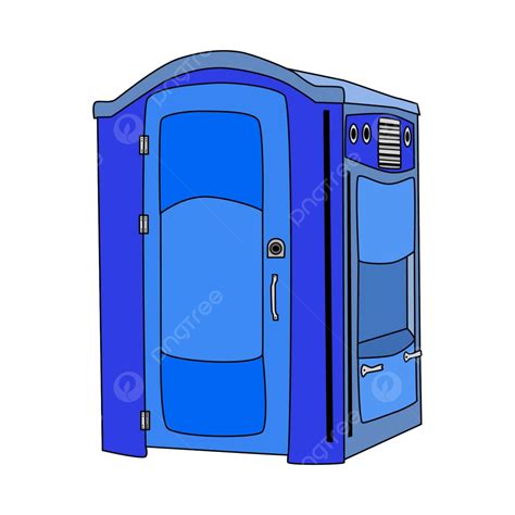 Flatstyle Blue Public Outdoor Biotoilet On White Background Vector Facility White Background