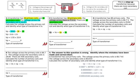 Gcse Physics Transformer Calculations Teaching Resources