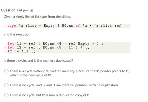 Solved Question 7 4 Points Given A Singly Linked List Type
