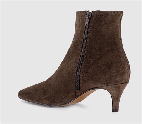 Office Alex Kitten Heel Ankle Boots Brown Suede Womens Ankle Boots