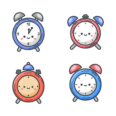 Premium Vector Set Of Kawaii Clock Flat Design