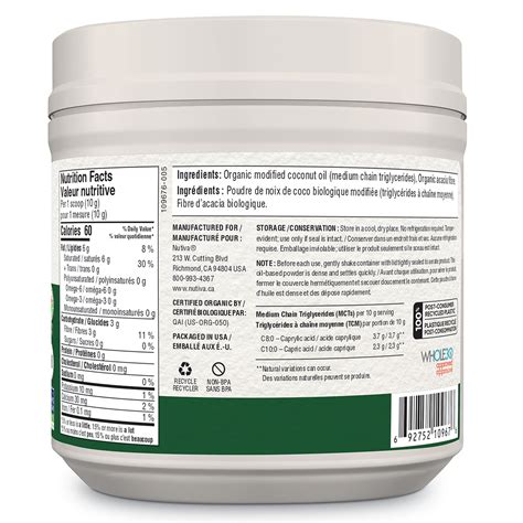 Organic Mct Powder Nutiva Nutivacanada