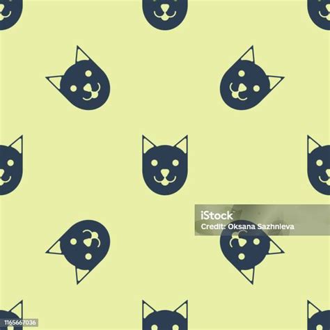 파란색 고양이 아이콘은 흰색 배경에 원활한 패턴을 격리 벡터 일러스트레이션 고양이 새끼에 대한 스톡 벡터 아트 및 기타 이미지