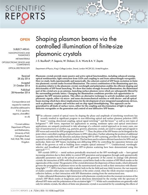 Pdf Shaping Plasmon Beams Via The Controlled Illumination Of Finite