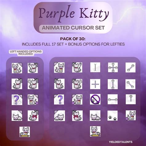 Purple Kitty Theme Cursor Pack Custom Animated Mouse Cursors For Windows Pc Full Set Bonus