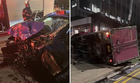 Scdf Rescues Driver Trapped In Vehicle After Accident Involving Taxi