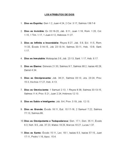 Atributos De Dios Según La Biblia Pdf