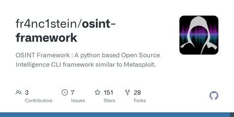 GitHub Fr Nc Stein Osint Framework OSINT Framework A Python Based Open Source Intelligence