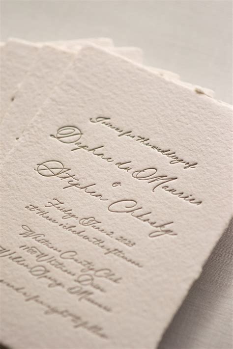 Letterpress Wedding Invitation Elegant Handmade Paper Invitations