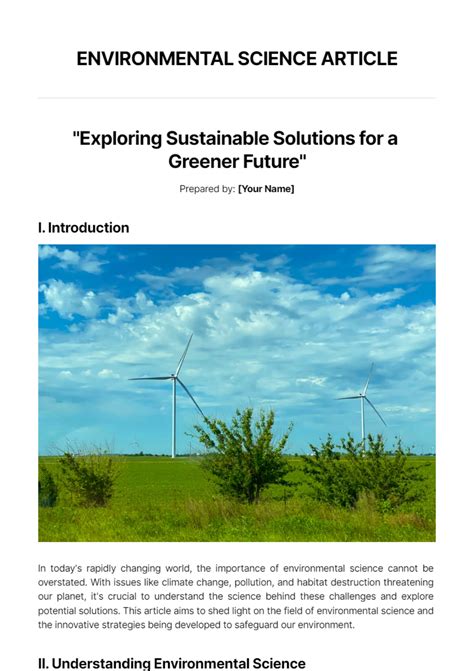 Free Environmental Science Article Template To Edit Online