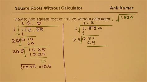 how to find square root of decimal numbers without calculator youtube