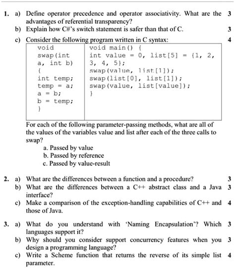 Solved A Define Operator Precedence And Operator Associativity What