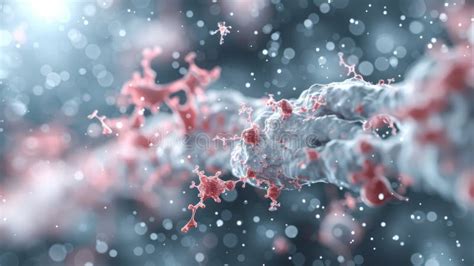 Close Up Of A Molecular Structure With Pink And White Particles