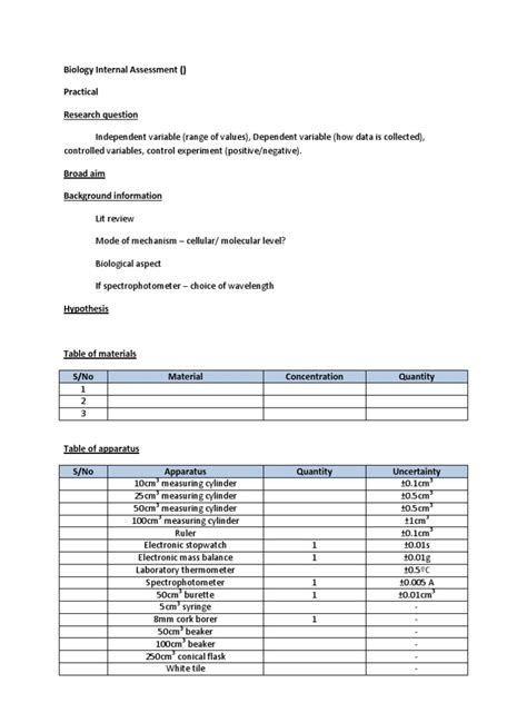 Bio Ia Template Download Free Pdf Scientific Control Spectrophotometry