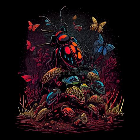 Colorful Bug Standing On A Heap Of Grass Ai Generative Stock
