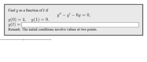 Solved Find Y As A Function Of T If Y Y Y Y Chegg Com