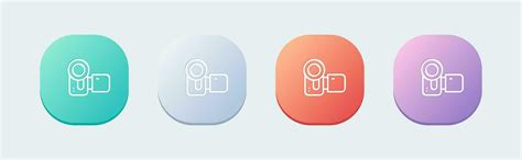 Handycam Line Icon In Flat Design Style Camera Recorder Signs Vector Illustration 27163651