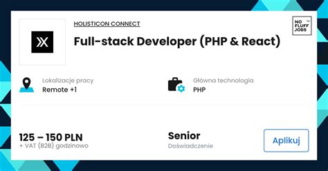 Praca Full Stack Developer Php And React Fullstack Holisticon