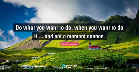 Do What You Want To Do When You Want To Do It And Not A Moment So