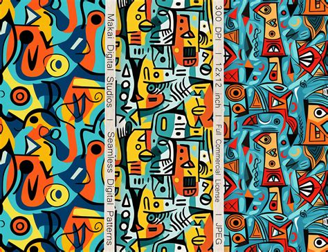 Fine Art Inspired Picasso Patterns 12 Seamless Digital Papers For