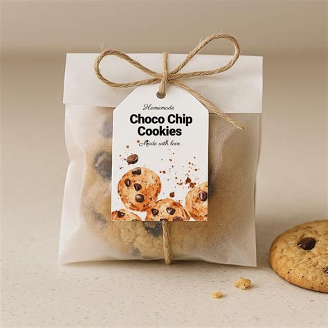 Printable Chocolate Chip Cookie Labels Watercolor Design Digital Download Etsy