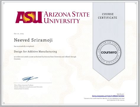 Sriramoji Neeved On Linkedin Im Thrilled To Have Earned The Design For Additive Manufacturing